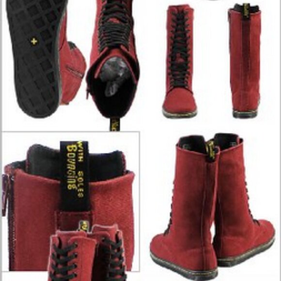 Dr. Martens | Shoes | Dr Martens Battersea Cherry Red Canvas Boots ...